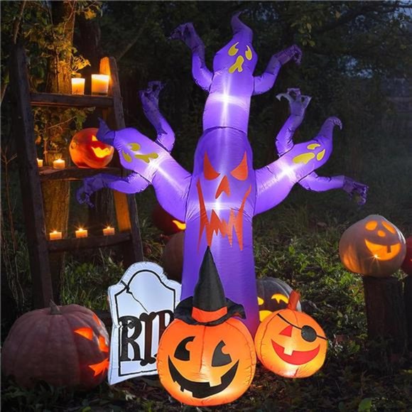 Holiday | Ghost Halloween Inflatable Tree Pumpkin With Tombstone Led ...